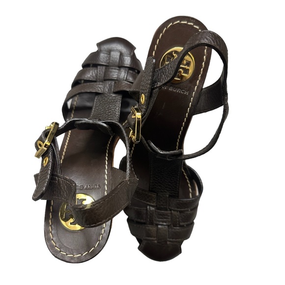 Tory Burch | Shoes | Tory Butch Platform Tstrap Wood Heel Sandal Size 8 ...